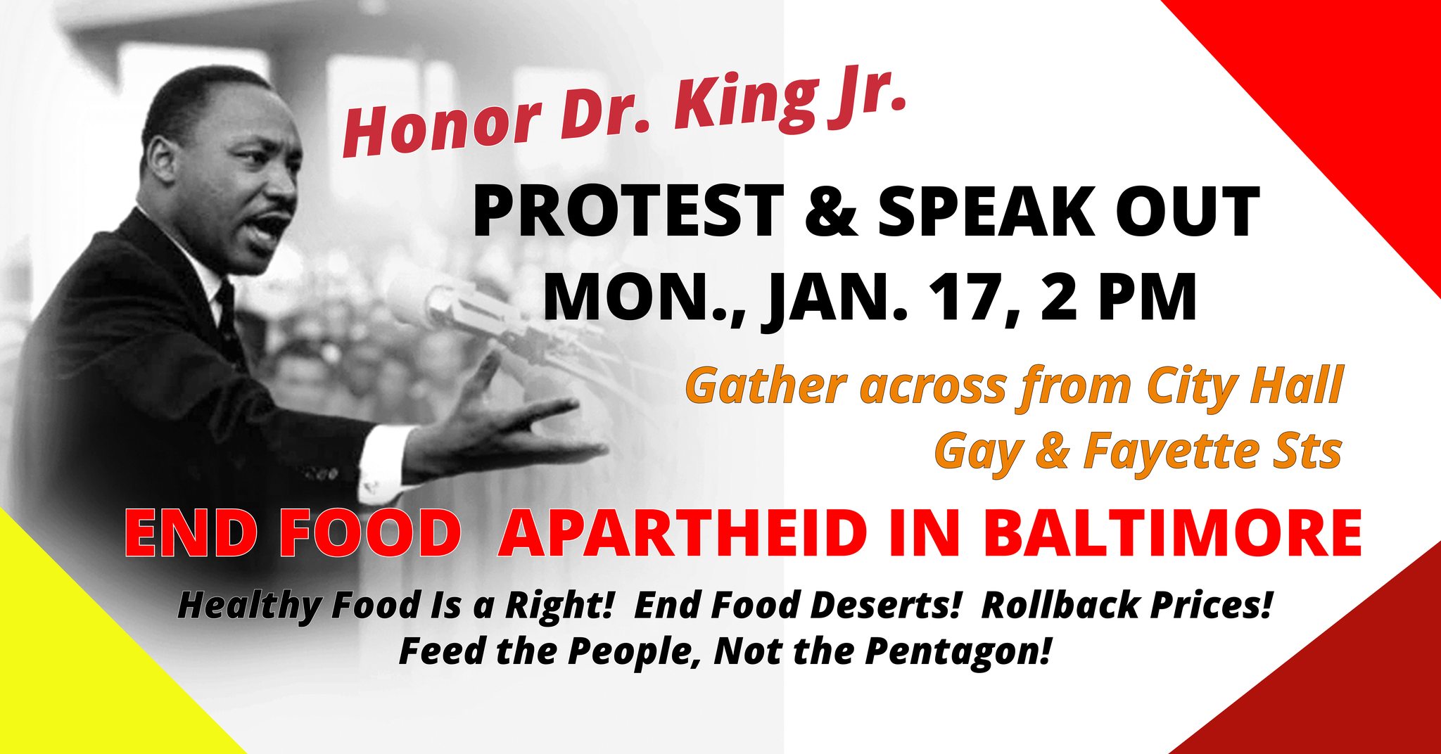 Honor Dr. King: Protest to End Food Apartheid in Baltimore, Jan. 16