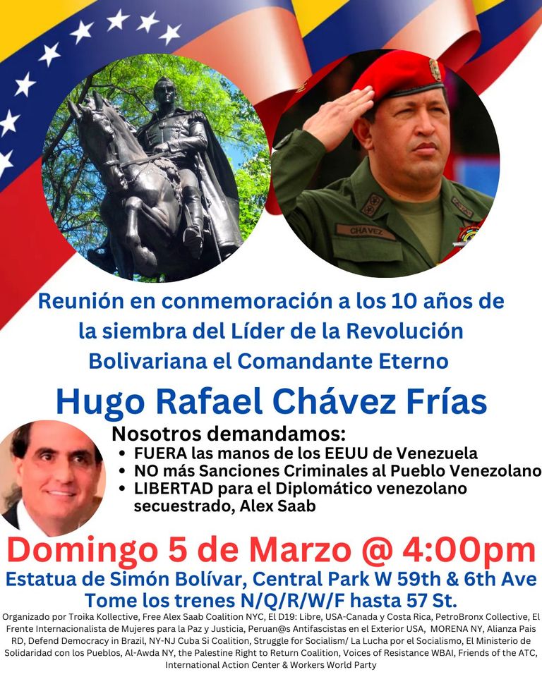 New York City: Rally commemorating Hugo Chavez + Hands off Venezuela ...