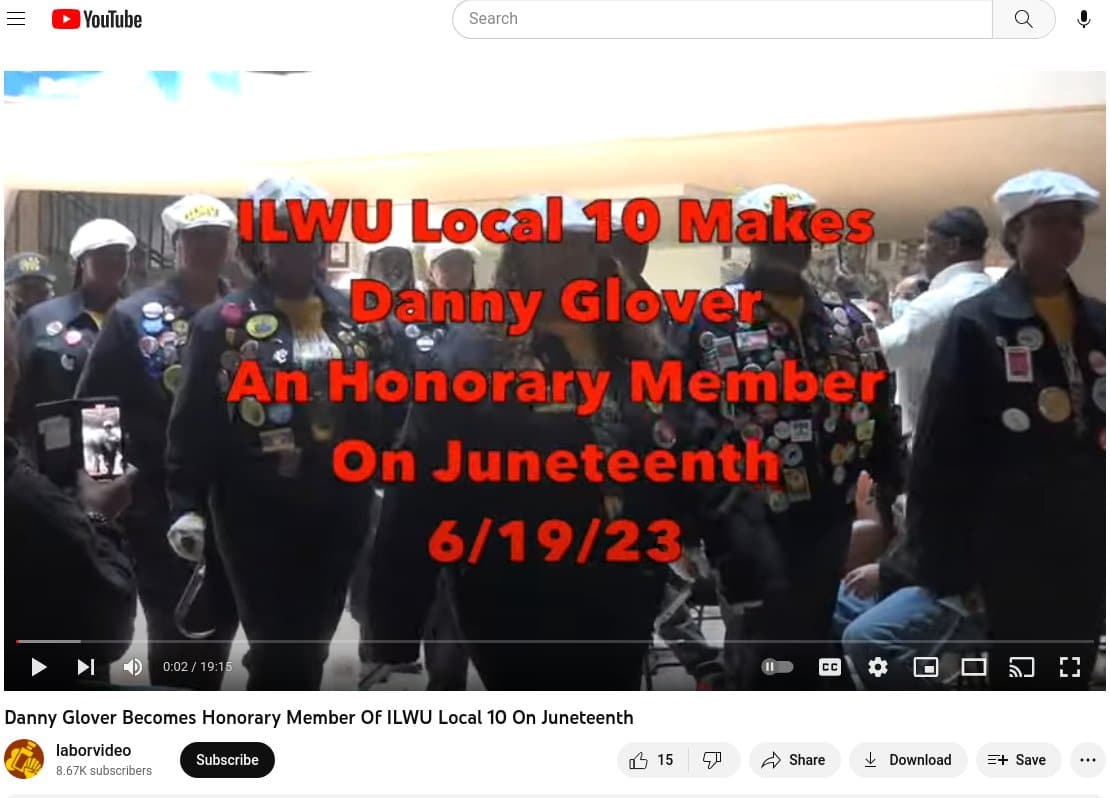 Danny Glover becomes honorary member Of ILWU Local 10 on Juneteenth ...