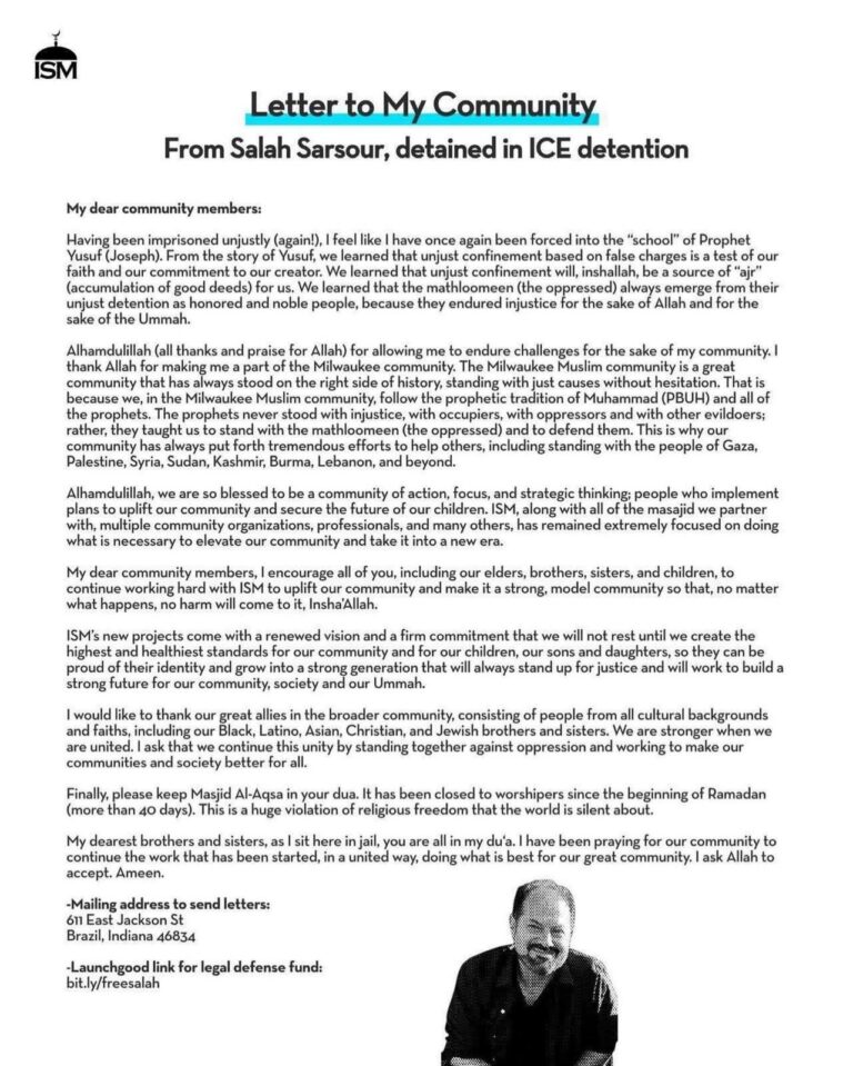 ICE out of Milwaukee: Free Palestine, free Salah Sarsour! – Fighting Words